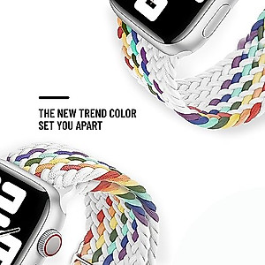 LUAVFA Braided Solo Loop Bands for Apple Watch - Compatible with Series 8 7 6 5 4 3 2 1 SE Ultra, Stretchy, Stylish and Adjustable Nylon Watch Bands 38mm 40mm 41mm 42mm 44mm 45mm 49mm for Women and