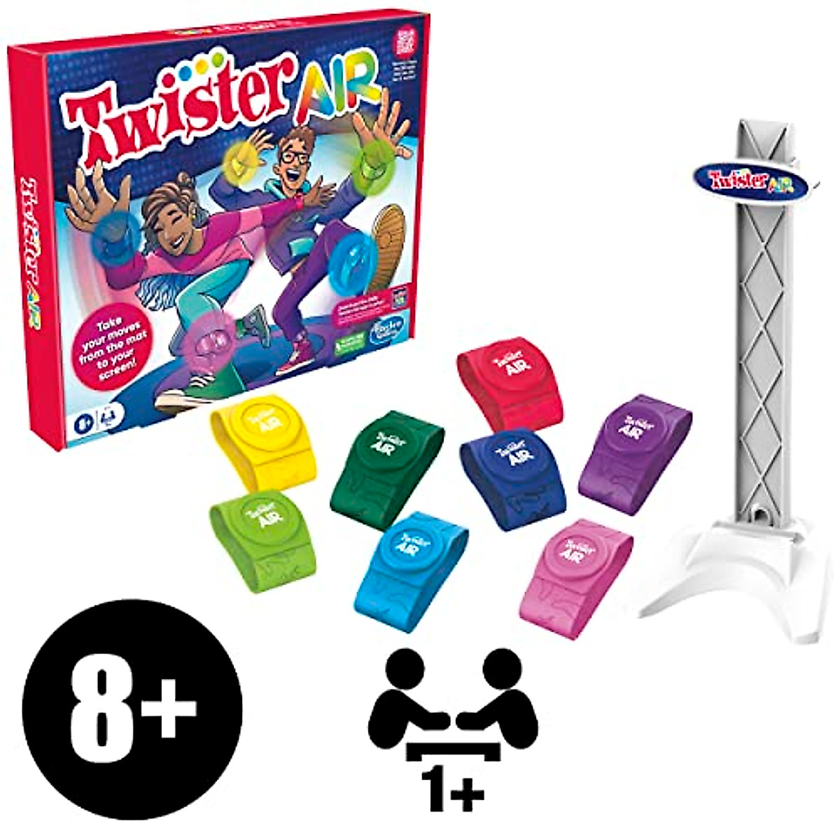 Hasbro Gaming Twister Air Game | AR App Play Game with Wrist and Ankle Bands | Links to Smart Devices | Active Party Games for Kids and Adults | Ages 8+ | for 1+ Players | F8158