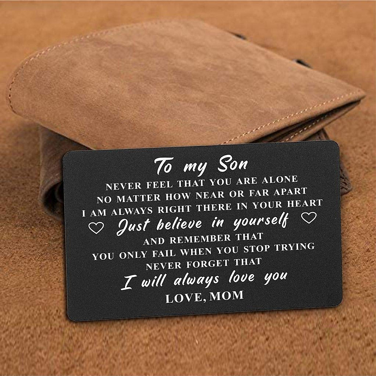 DEGASKEN To My Son Gifts Wallet Card from Mom, I Love You College Graduation Gifts for Son, Christmas Valentines Father's Day Presents