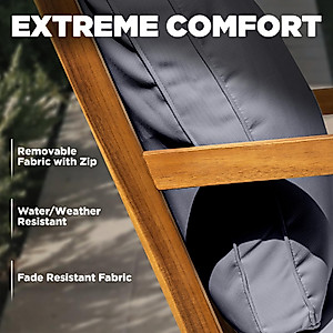 IDZO Heavy Duty Club Rocking Chairs 500lbs Capacity with Inclined Backrest, Thick Foam Cushion, Solid Acacia Wood Rocker for Patio, Backyard, Balcony, Porch, Grey