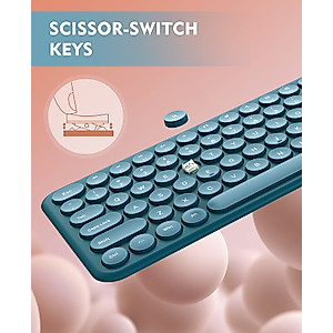 Wireless Keyboard and Mouse, Vssoplor 2.4GHz Ultra Slim Wireless Mouse Keyboard Combo with Round Keycaps for Windows, Laptop, PC, Computer (Sapphire Blue)