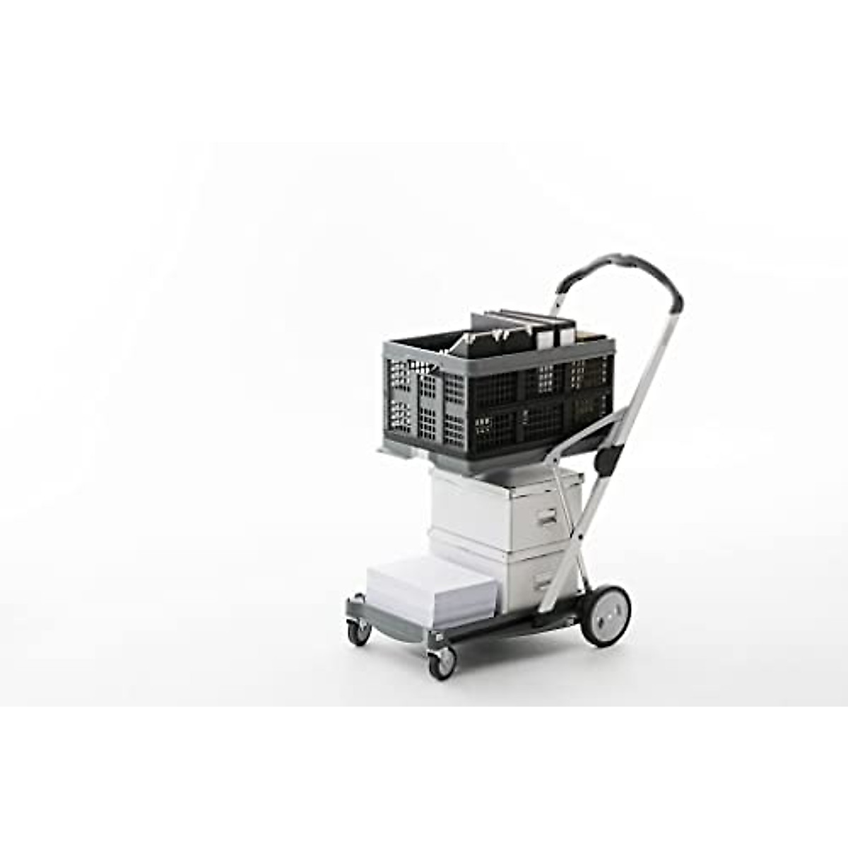 CLAX® The Original | Made in Germany | Multi use Functional Collapsible Carts | Mobile Folding Trolley | Shopping cart with Storage Crate | Platform Truck (Grey)