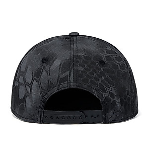 Quanhaigou Cool Snapback Hat Hip Hop Flat Bill Visor Cap - Black Grey Camo Unisex Adult Adjustable Baseball Hats (Black Grey)