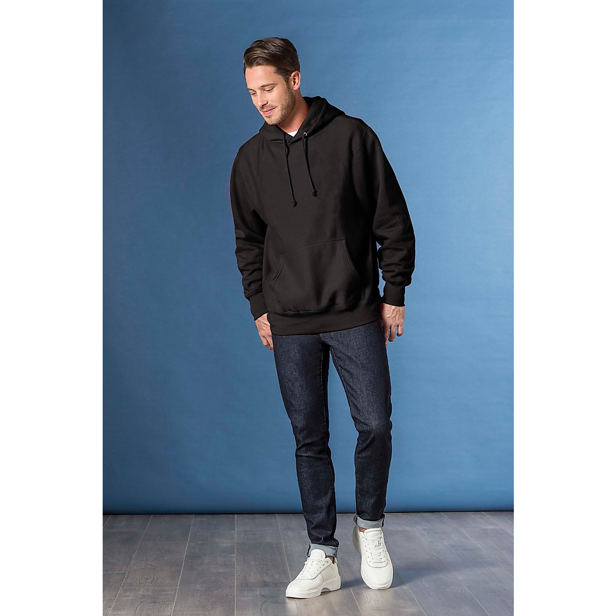 MV Sport Cool Fleece Hoodies for Men (Drawstring Hoodie Mens Sweatshirt) Mens Hoodies Pullover (Black, X-Large)