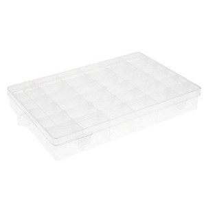 Eutuxia Clear Plastic Jewelry Organizer Box with 36 Compartments, Hard Storage Box with Adjustable Dividers
