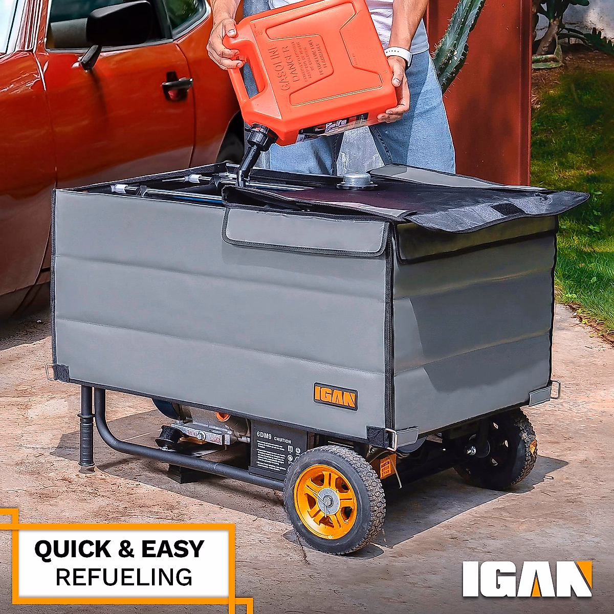 IGAN Generator Covers While Running, 100% Waterproof Generator Tent, Ultra Heavy Duty Tarpaulin Portable Generator Enclosure, All-weather Generator Rain Shelter for most 3500-12000w Generators, Gray