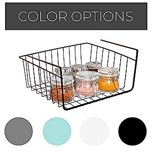 Smart Design Undershelf Storage Basket - Small - Snug Fit Arms - Steel Metal Wire - Rust Resistant - Under Shelves, Cabinet, Pantry, and Shelf Organization - 12 x 5.5 Inch - Bronze