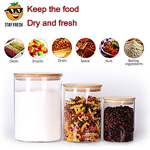 Tzerotone Glass flour Jars with Airtight Lids, 6 Pack Sugar and Flour Salt Containers Set, Extra Large Glass Rice Jar with Bamboo lid for Kitchen, Brown Suger, Beans, Groub Coffee (100OZ/54OZ/27OZ)