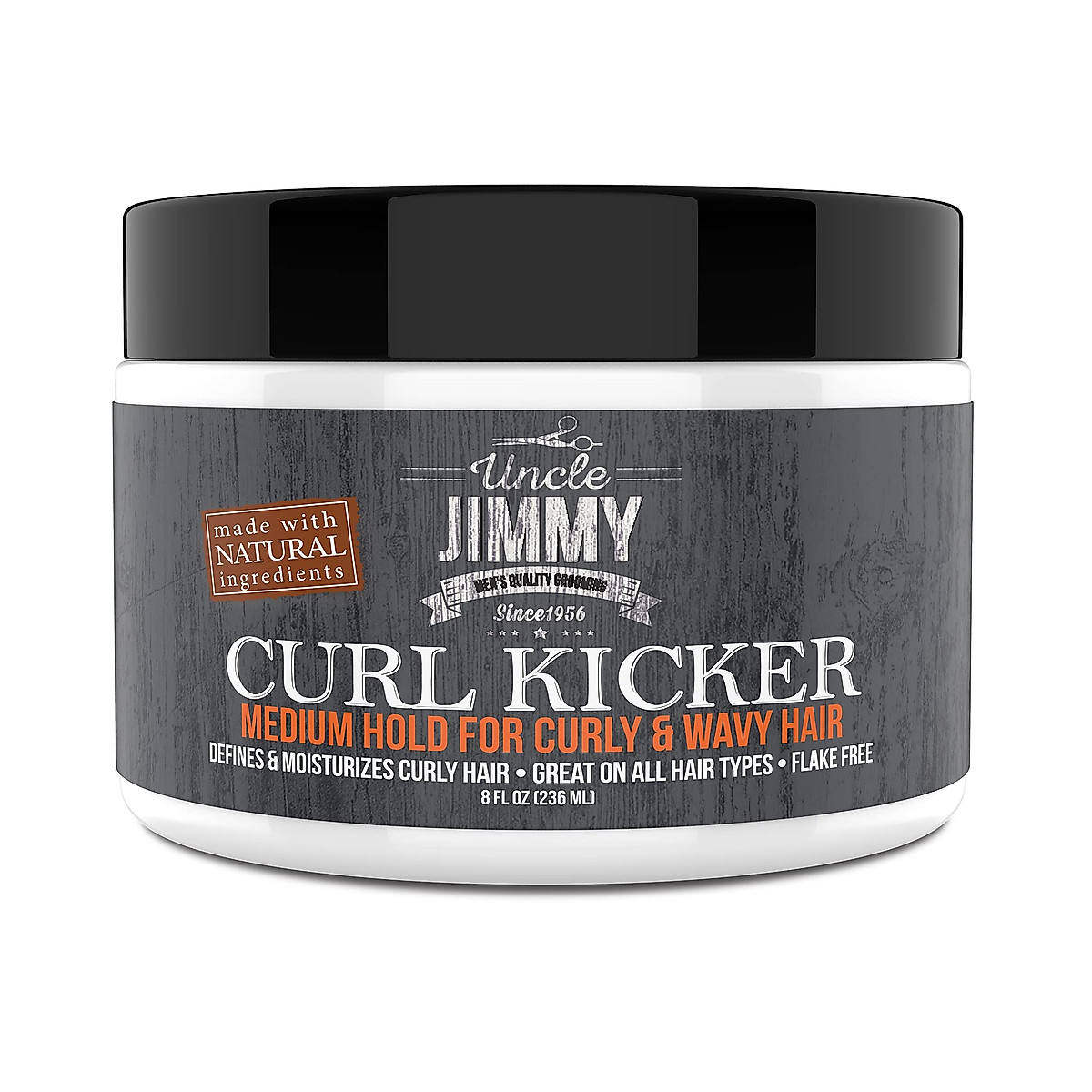 Uncle Jimmy Curl-Kicker Hair Cream for Men - Medium Hold Forming Cream - Flake Free Hair Styling Cream with Black Seed Oil and Honey 8 Fl Oz