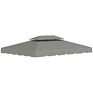 Outsunny 12.8' x 9.5' Gazebo Replacement Canopy, Gazebo Top Cover for 01-0870, 84C-101, 84C-144 with Double Vented Roof for Garden Patio Outdoor (TOP ONLY), Light Gray