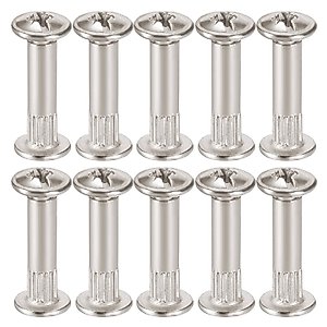 MroMax M5 Binding Screw, M5 x 20mm Nickel Plated Carbon Steel Cross Head Chicago Screw Binding Post Screw Kit for DIY Leather Decoration and Scrapbook and Photo Albums Bookbinding 10Pcs