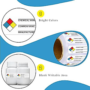 SDS Stickers/MSDS Stickers for Chemical Safty Data 1 X 3 Inches - Chemical Identifying and Labeling Sticker Decals - 250 HIMG Write-in Labels