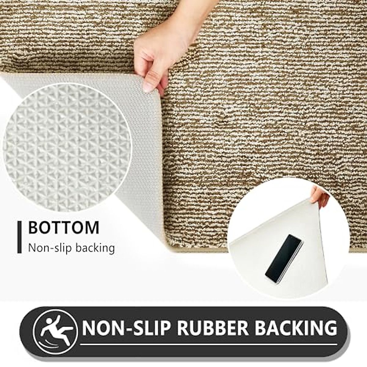 REFETONE Indoor Doormat, Front Door Mat 24"x36" Absorbent Rubber Backing Non Slip Back Door Mats, Machine Washable Low-Profile Entry Rug, Resist Dirt Inside Floor Mat Door Rugs for Entryway, Coffee
