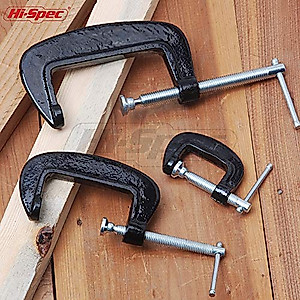 Hi-Spec 3pc Mini Small C Clamps Set. 1, 2 & 3 Inch Metal Clamps for DIY, Crafts, Woodworking & Carpentry
