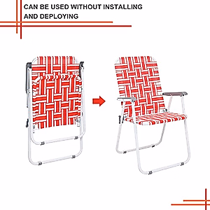 Shyneer Patio Lawn Chairs Folding,Webbed Folding Chair Outdoor Beach Chair Portable Camping Webbing Chair for Yard, Garden,Weight Capacity 265lbs (2Pack, Red & White)