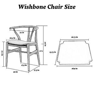 Forsho Set of 2 Solid Wood Wishbone Dining Chair with PU Soft Seat Cushion,Mid-Century Y Back Weave Dining Chair（Ash Wood - Black + Natural Cord + Cushion）