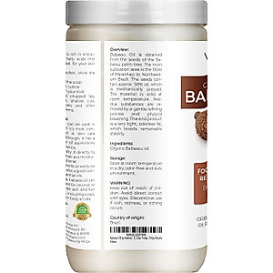 velona Babassu Oil USDA Certified Organic - 32 Fl Oz | 100% Pure and Natural Carrier Oil | Refined, Cold Pressed | Face, Hair, Body & Skin Care and Cooking | Use Today - Enjoy Results