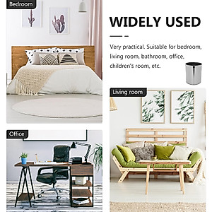 Cabilock Stainless Steel Trash Can Round Wastebasket Garbage Container Bin with Ring Open Top Recycle Bin Trash Waste Container for Home Office Kitchen Restaurant Restroom