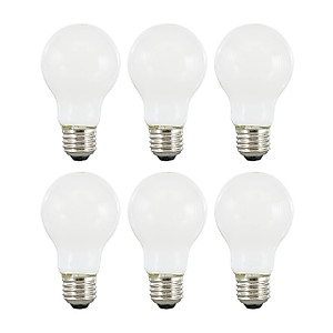 SYLVANIA LED TruWave Natural Series A19 Light Bulb, 60W Equivalent, Efficient 8W, 800 Lumens, Medium Base, Dimmable, Frosted, 2700K, Soft White - Pack of 6 (40813)