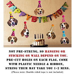 Beagle Birthday Garland, Funny Beagle Face Portrait Happy Birthday Banner, Dog Bday Party Supplies