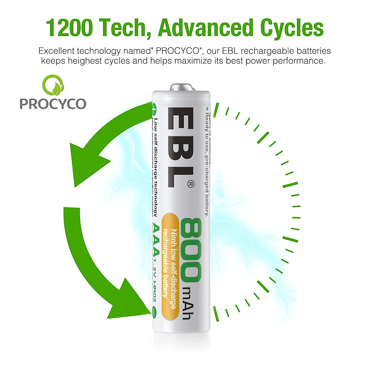 EBL 12 Counts Ni-MH Rechargeable AAA Batteries 1.2V Pre-Charged with Storage Box(800mAh)