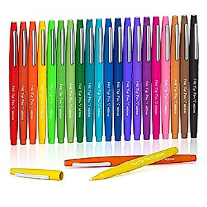Lelix 20 Colors Felt Tip Pens, Medium Point Felt Pens, Assorted Colors Markers Pens For Journaling, Writing, Note Taking, Planner Coloring, Perfect for Art Office and School Supplies