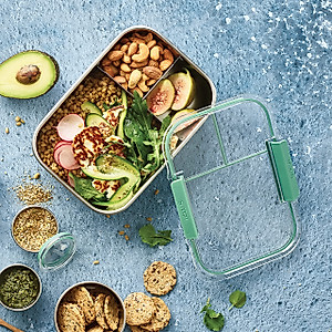 Smash Stainless Steel Bento Lunch Box, 3 Compartments, Sage