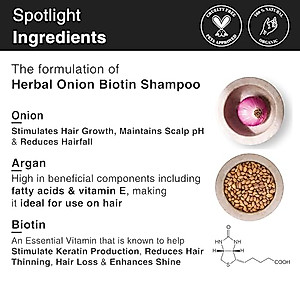 Soulflower Biotin Shampoo for Hairfall Control, Strengthening, Hydrates & Protects hair, Cruelty Free, Vegan, Paraben & Sulfate Free, Aloevera, Onion & Plant Keratin - 10 oz