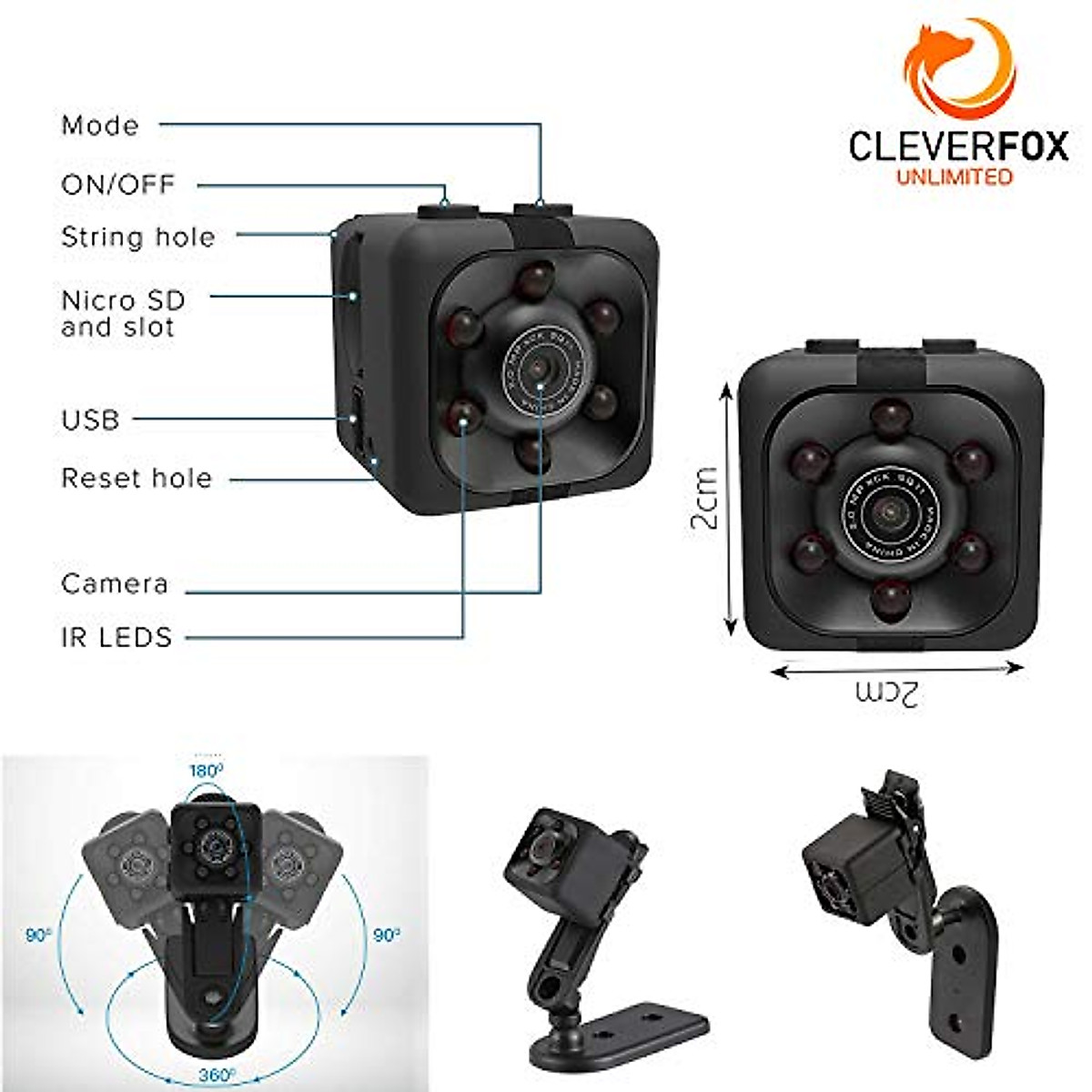 Mini Spy Camera with Audio and Video, 1080P, Hidden Camera, Mini Camera, Portable Small HD Nanny Cam, Mini Spy Cams with Night Vision and Motion Detection, Indoor Security Cameras for Home Office