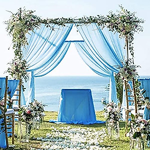 ShinyBeauty Chiffon Backdrop Curtain 10FT Light Blue Sheer Curtains 2 Panels 29x120-Inch Semi-Sheer Rod Pocket-Curtains Light Blue Chiffon Fabric Drapes for Baby Shower,Wedding