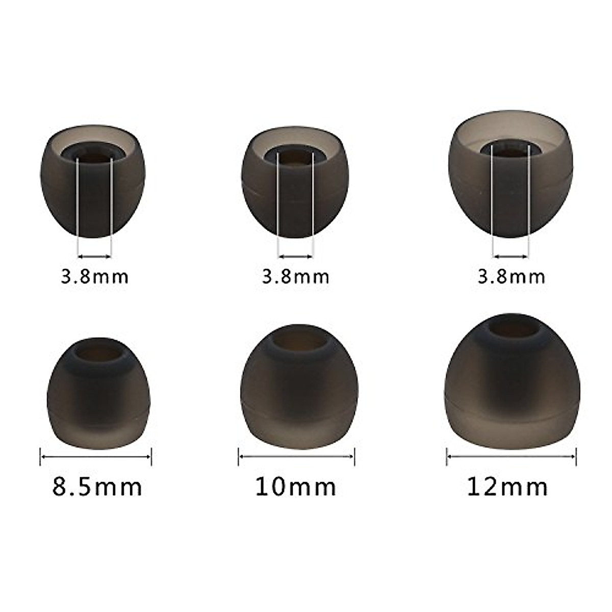 12pcs Replacement Ear Tips Ear Buds Ear Gels for S9 / Note8 / S8 AKG Earphone, JNSA Eartips Earbuds Eargels for Samsung Galaxy S9 S8 Note 8, SML 3 Size 6 Pairs Soft Silicone Tips, Gray Black