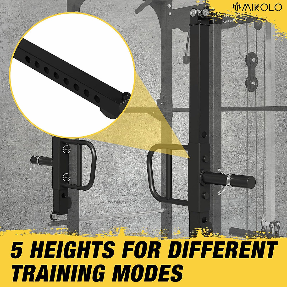 Mikolo Adjustable Lever Arms, Rated 600 LB Per Arm, Jammer Arms for 2'' x 2'' Power Cage Squat Rack