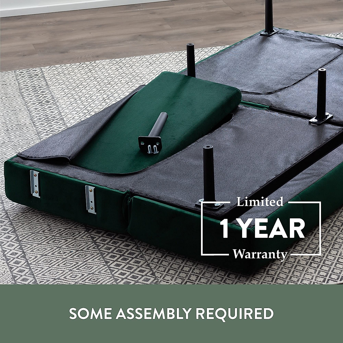 Edenbrook Gilman Futon - Futon Sofa Bed - Futon Couch - Small Futon - Living Room Furniture - Armed Sofa Bed Couch - Sleeper Sofa - Navy Blue Velvet Futon, Deluxe