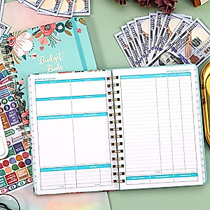 Budget Planner - Budget Book, 12 Month Financial Organizer, Expense Tracker, Undated Finance Planner & Bill Organizer, 8.3" x 6.2" Monthly Budget Book, Account Book, Start Anytime, Inner Pocket, Stickers