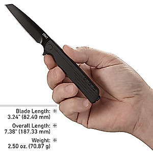 CRKT LCK + Folding Pocket Knife: Folder with Liner Lock, Black Plain Edge Sheepsfoot Blade, Reinforced Nylon Handle with Pocket Clip 3802K