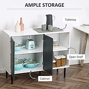 HOMCOM Sideboard Buffet Cabinet, Kitchen Cabinet, Coffee Bar Cabinet with Adjustable Shelf, Free Standing 2-Door Kitchen Cupboard for Living Room, Hallway, Gray