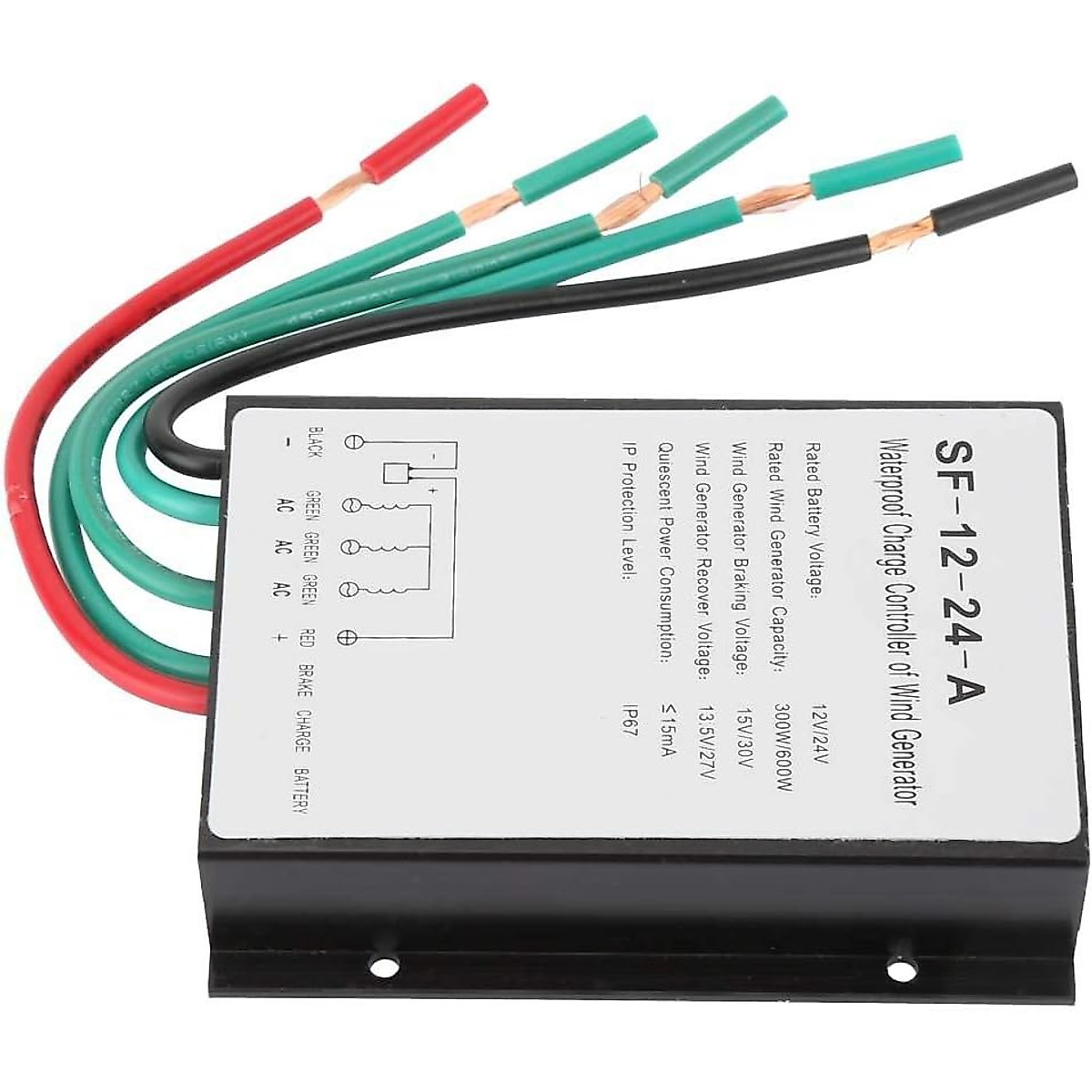 Wind Controller,12V/24V 300W/600W Waterproof Wind Turbine Generator Controller Regulator