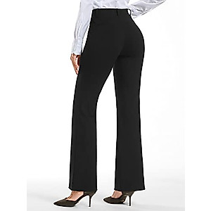 Stelle Women's Bootcut Dress Pants Business Casual 31" Stretchy Work Pants with Pockets Pull On Regular Slacks for Office (Black, Large)