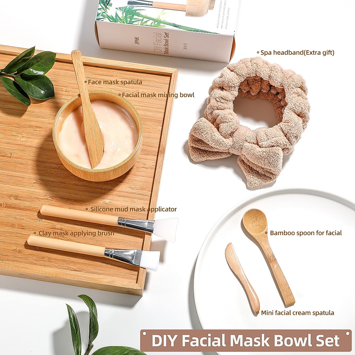 JPNK New Facial Mask Bowl Set, New DIY 6Pack DIY Clay Mask Mixing Kit (Brown)