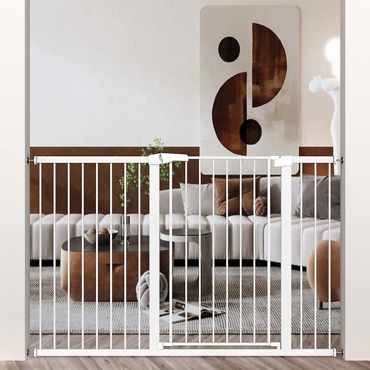 Extra Tall Baby Gate Stand 38" Tall - 59.84"-62.60" Wide Long Walk Through Pet Gate for kids or Large Pets - Metal Pressure Mounted Safety Gate