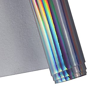 Faux Leather Sheets Rolls Solid Color 12"X53" Large Size,Laser Mirror Surface PU Synthetic for Leather Crafting Projects (Laser Silver)