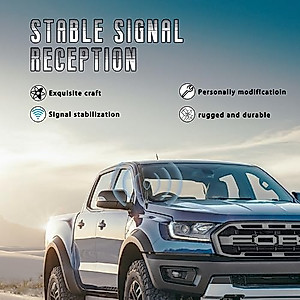 Truck Car Bullet Antenna with Valve Stem Caps Mast for GM Chevy Silverado 1500 2500 3500 HD Ford F150 F250 F350 Denali Heavy Pickup Jeep AM/FM Truck Accessories (Matte Black)-America Flag