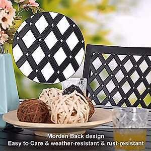 MFSTUDIO Black Metal Patio Stacking Chairs Wave Back Indoor Outdoor Dining Set Wrought Iron Chair with Arm, Set of 6