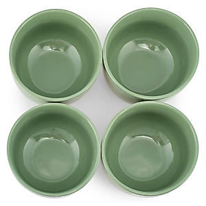 Elanze Designs Bistro Glossy Ceramic 4 inch Cute and Small Dessert Bowls Set of 4 - Perfect for Everyday uses from Snacks, Ice Cream, Candy and Treats, Sage Green