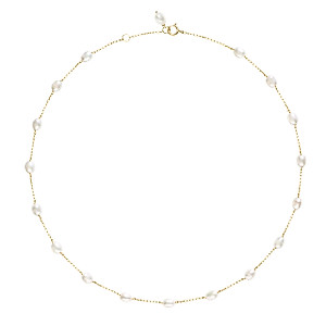 COMOTO Pearl Necklace for Women 14K Gold Filled Chain Multiple Real White Freshwater Cultured﻿ Pearl Necklace Tin Cup Pearl Handmade Necklace Jewelry,17"+1"