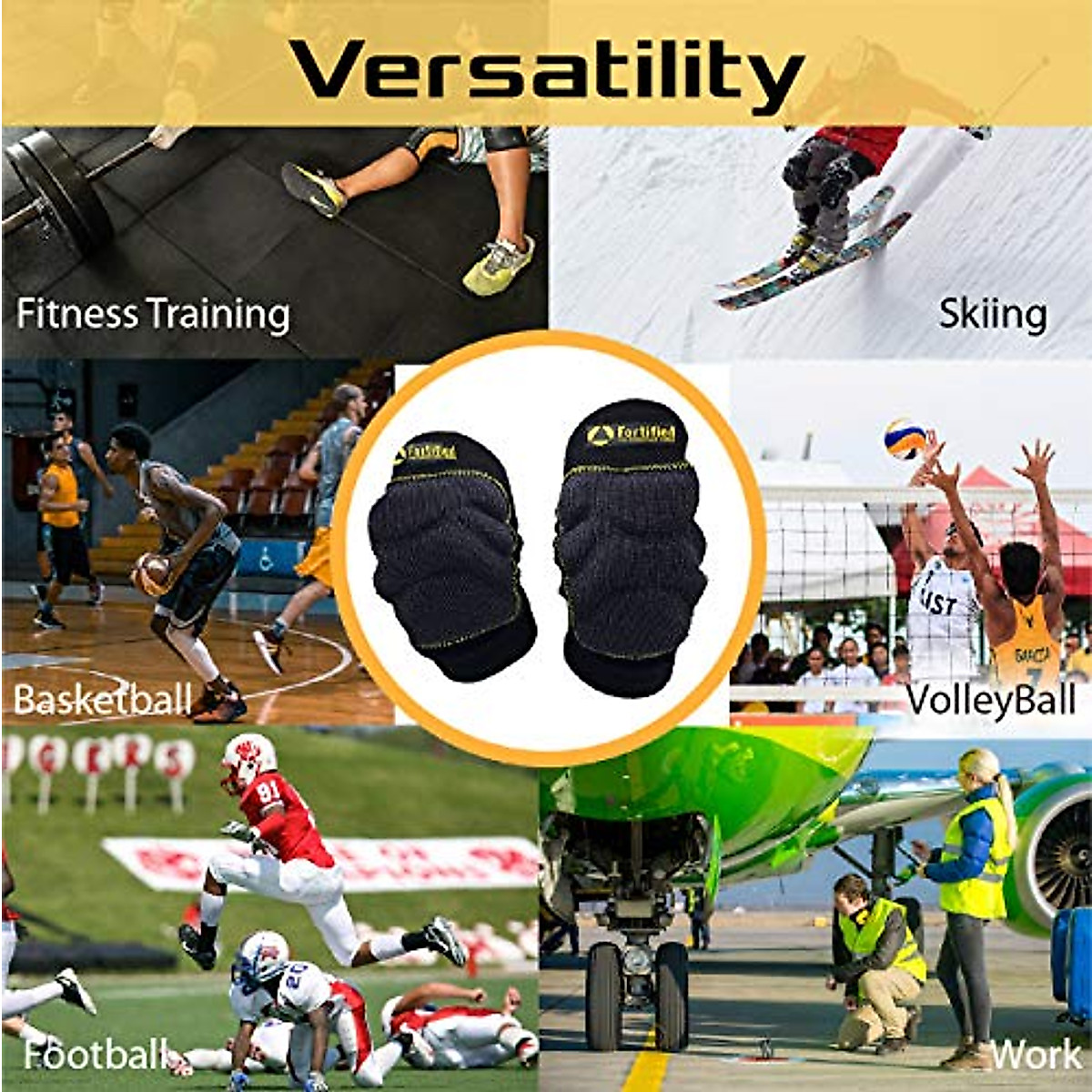 Knee Pads Sleeves Unisex | Protective Knees Support with Thick Breathable Compression for Max Comfort, Durability & Protection | Rip, Cut & Abrasion Resistant | Stretchable, Anti-Slip & Anti-Collision