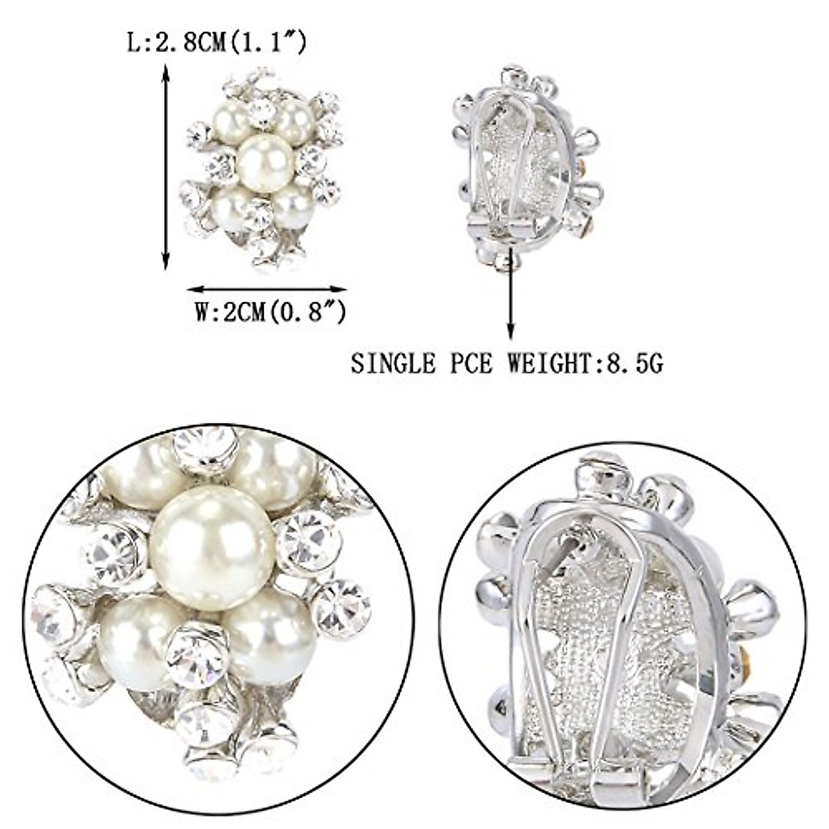 EVER FAITH Austrian Crystal White Simulated Pearl Bridal Cluster Pierced Stud Earrings Clear Silver-Tone