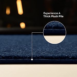 Furnish my Place Modern Plush Solid Navy Color Rug, Indoor/Outdoor Mat, Area Rugs Great for Kids, Pets, Event, Living Room, Made in USA, 18" x 36" Half Round - Set of 3