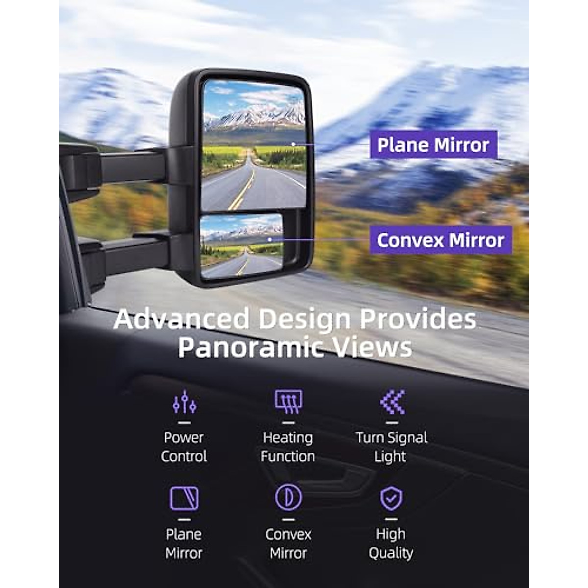 ANPART Towing Mirrors Fit for 2004-2014 For Ford For F-150 Pickup Truck Tow Mirrors With A Pair LH and RH Side Power Regulation with Heating Turn Signal Lamp Puddle Light