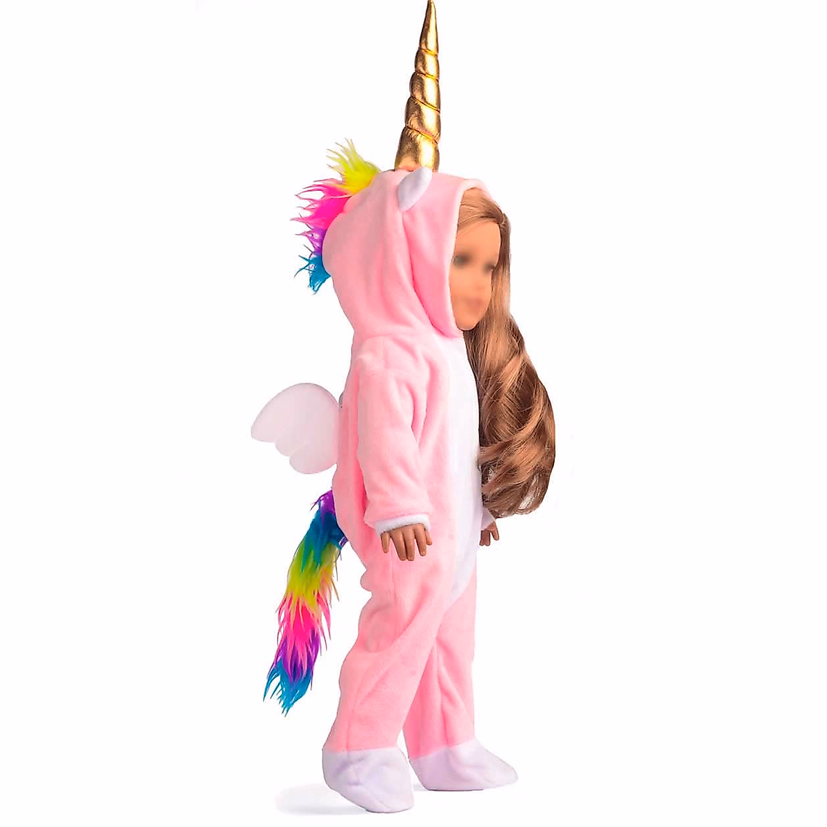 sweet dolly 18 Inch Doll Clothes Unicorn Onesie Pajamas Rainbow Color Hair Bow Clips Costume Fits 18 Inch Doll (Doll Not Included)